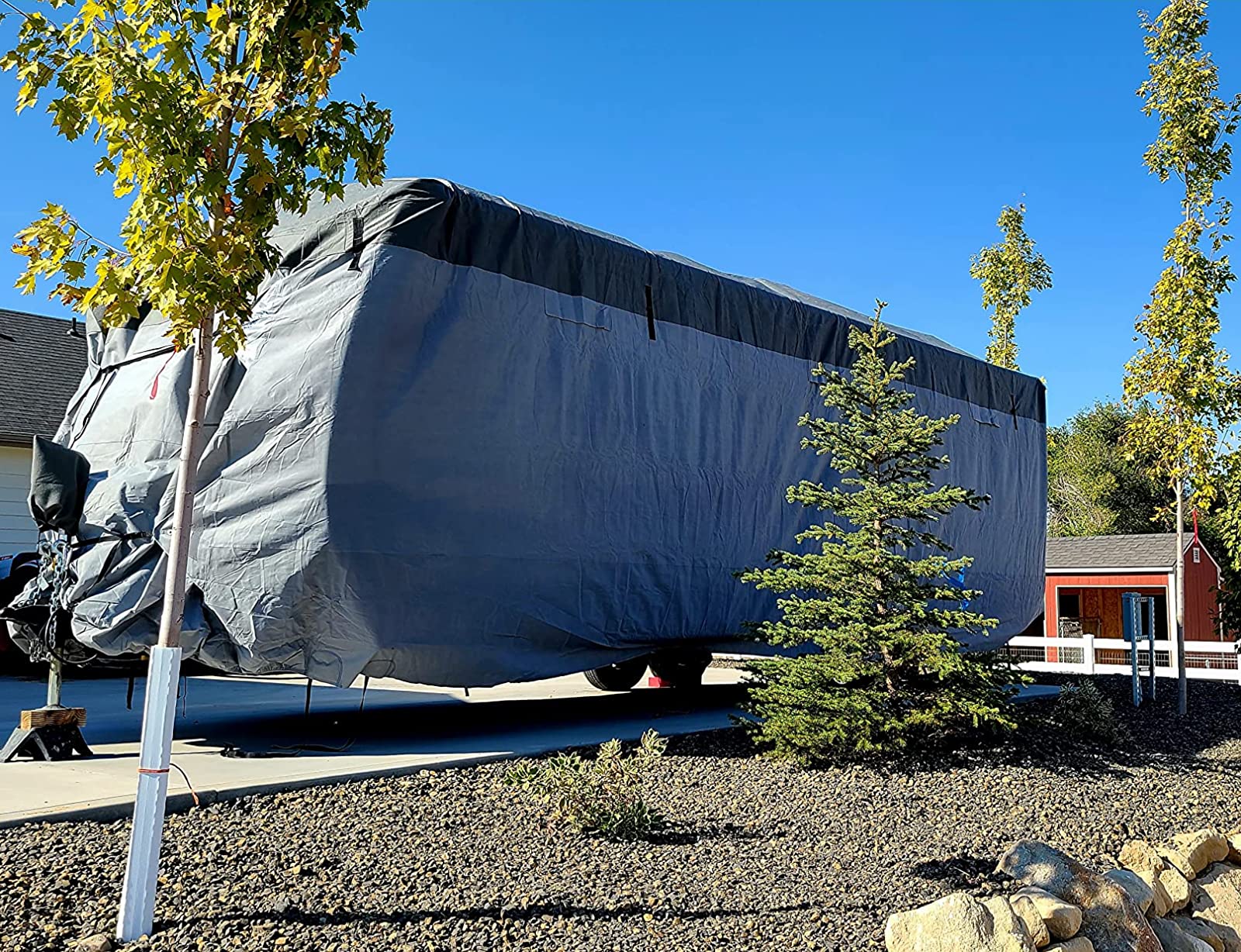 【New Arrivals】RVMasking 7 Layers top RV Travel Trailer Cover Fits 15 ...